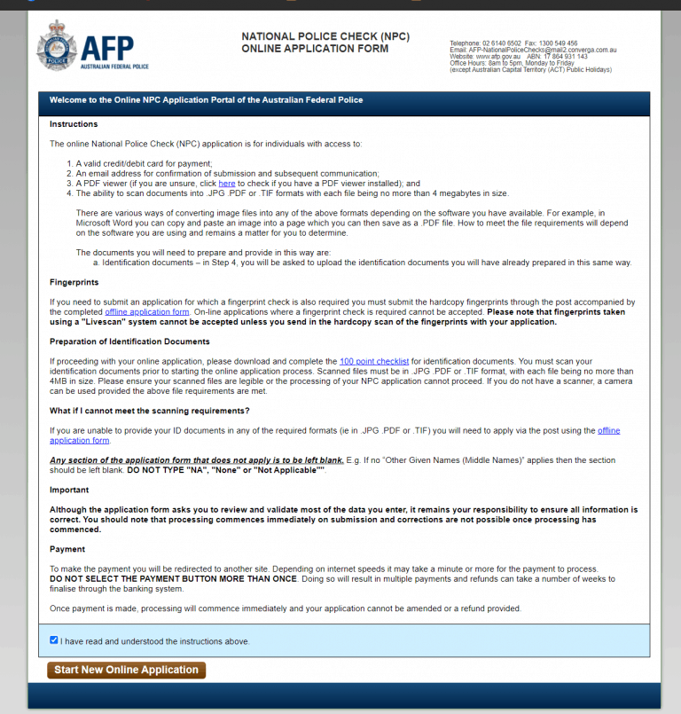 Police Check - AFP - Visa Envoy