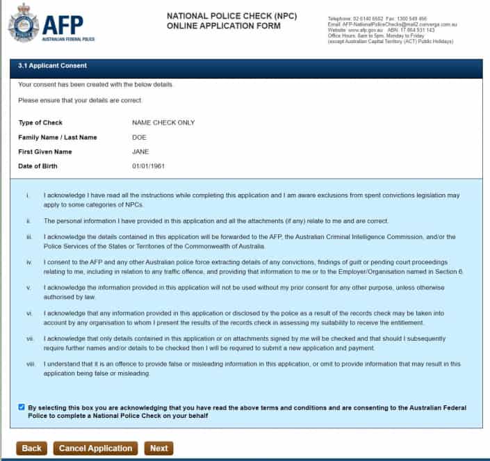 Police Check - AFP - Visa Envoy