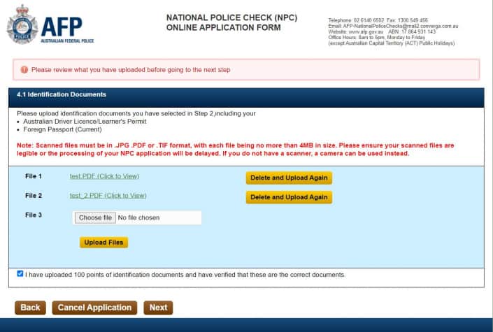 Police Check - AFP - Visa Envoy