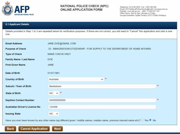 Police Check - AFP - Visa Envoy