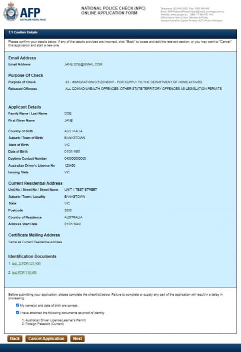 Police Check - AFP - Visa Envoy