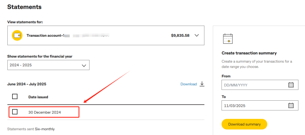 Bank Statement - Download - Visa Envoy